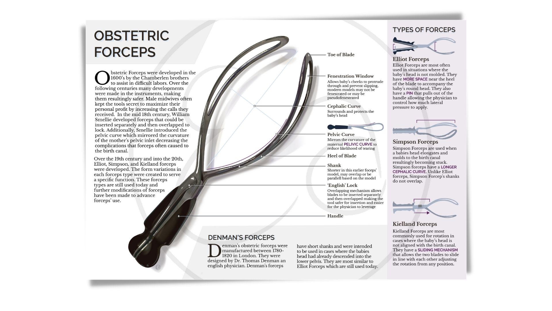 Obstetric Forceps Informational Poster and Realistic Vector ...
